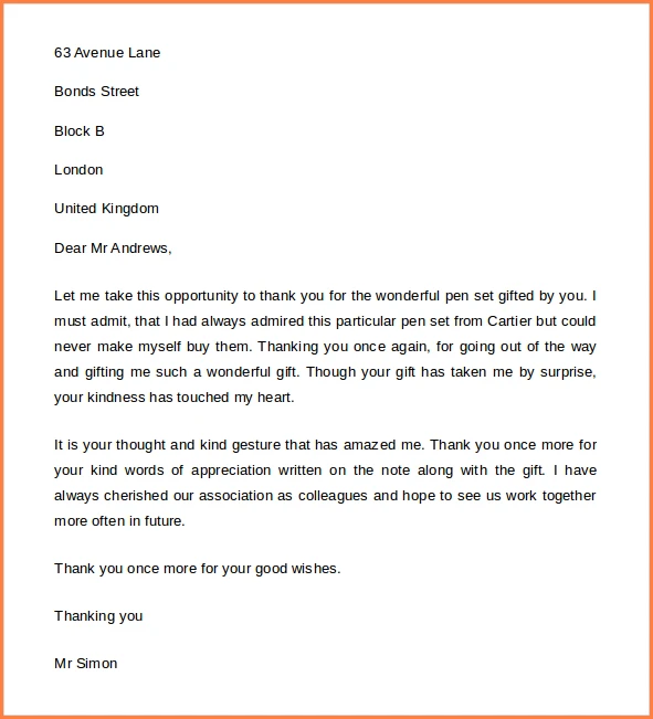 Gift Thank You Note Template