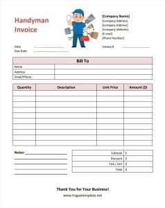Printable Handyman Invoice Template