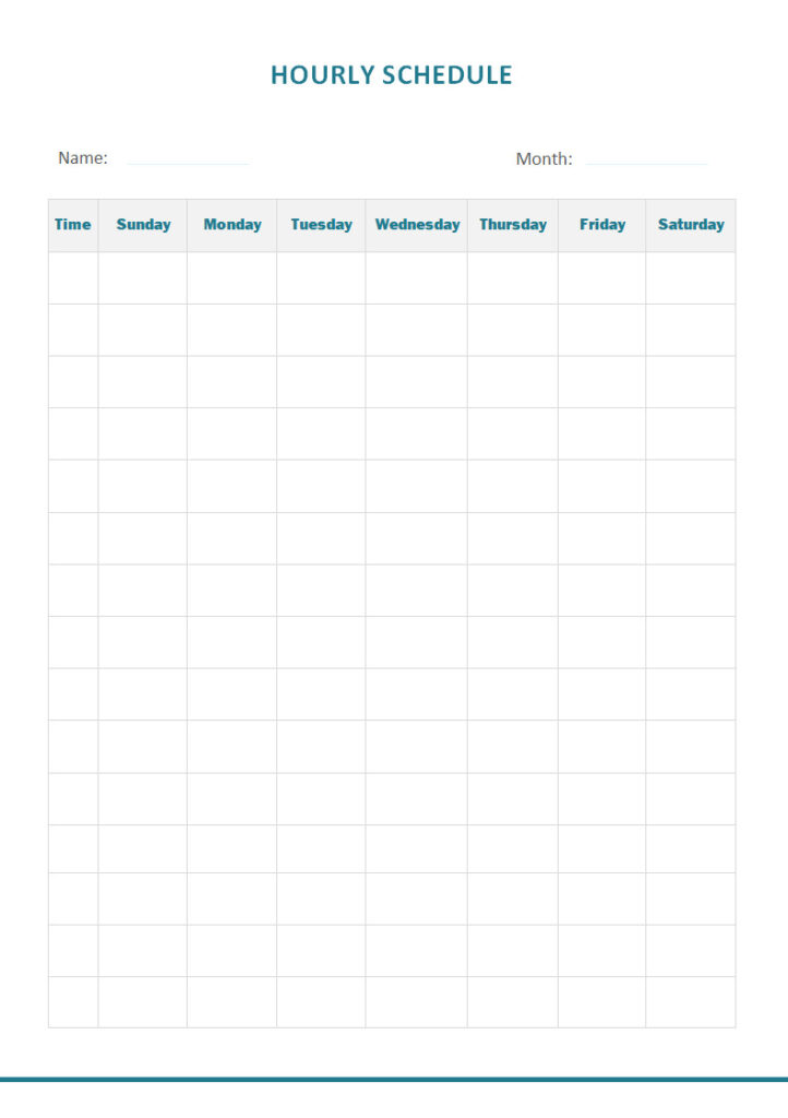 Free Printable Hourly Schedule Template