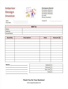 Printable Interior Design Invoice Template