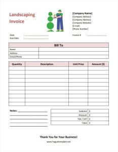 Printable Landscaping Invoice Template