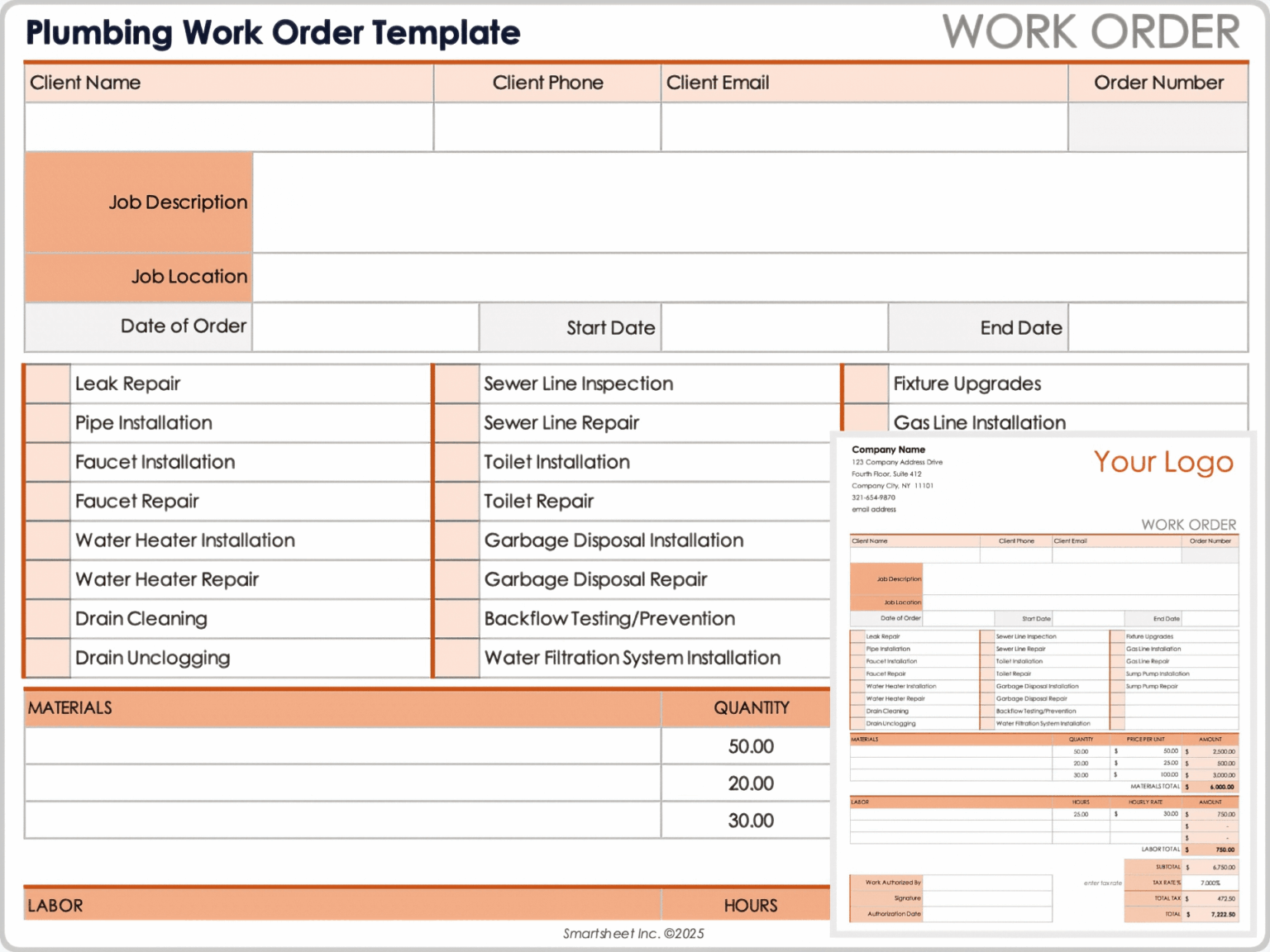 Printable Maintenance Work Order Form