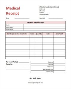Printable Medical Receipt Template