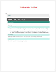 Meeting Notes Template (Word)