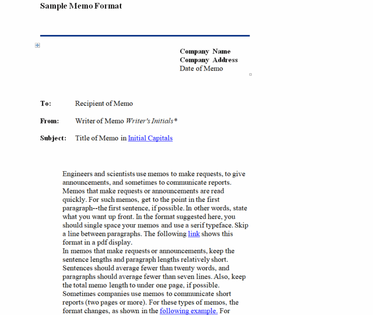 Memo Format Template (Word)