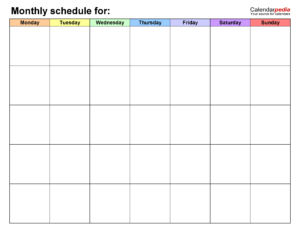 Free Printable Monthly Schedule Template