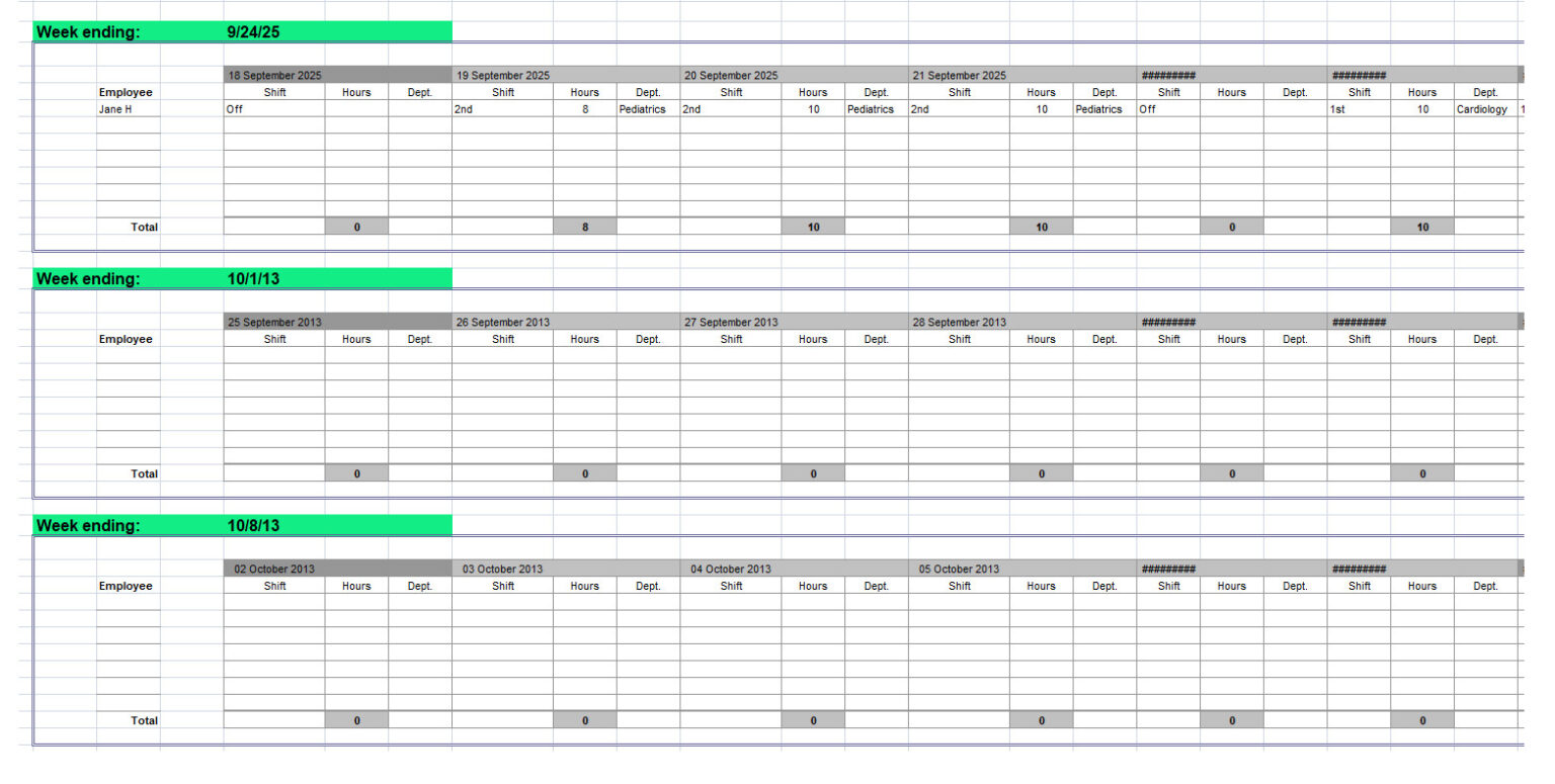 Nursing Schedule Template (Excel)