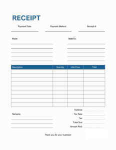 Printable Painter Receipt Template