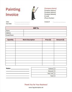 Printable Painting Invoice Template
