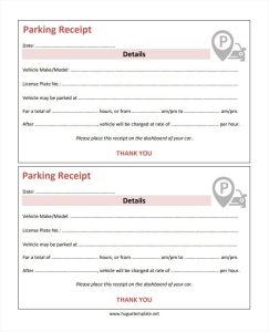 Printable Parking Receipt Template