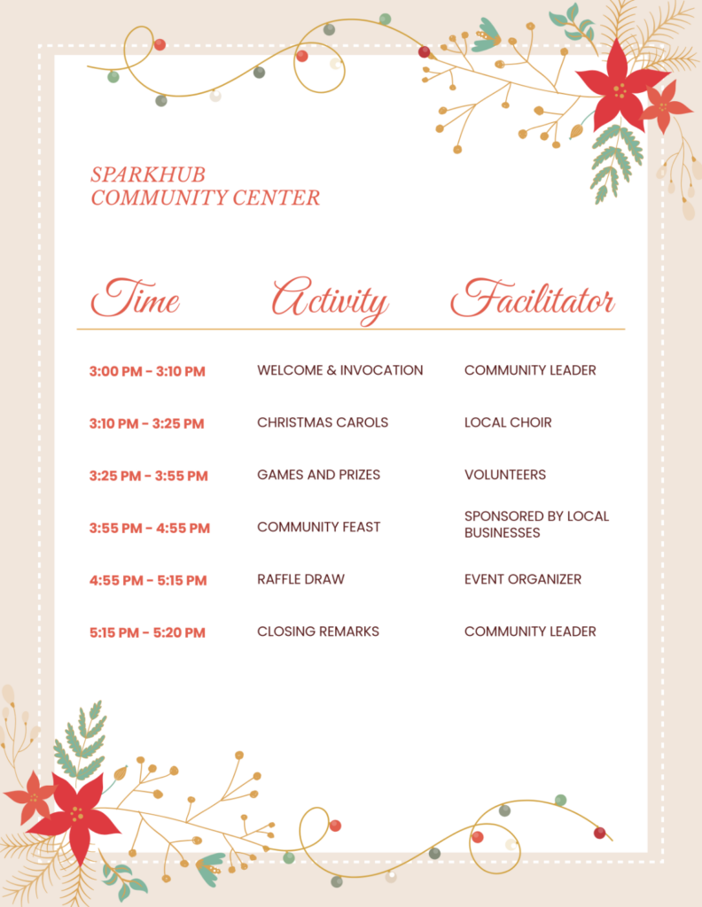 Free Printable Party Program Template