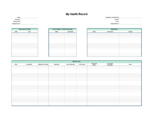 Personal Medical Health Record Sheet Template