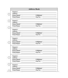 Free Printable Phone Book Template