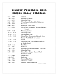 Preschool Daily Schedule Template