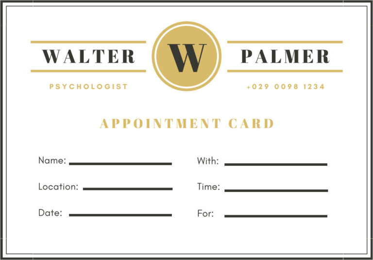 Customizable Appointment Card Template (Word)