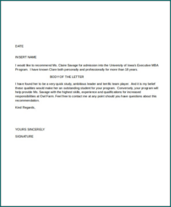 Professional Letter of Recommendation Template