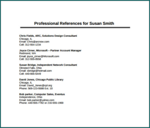 Professional References Template (Word)