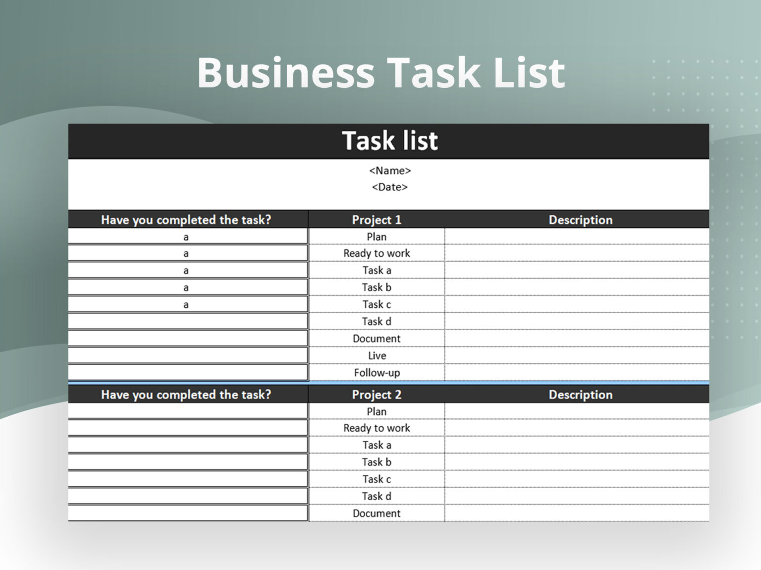 Project Task List Template (Word)