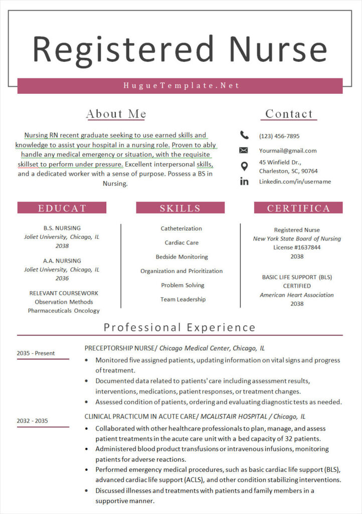 Free Registered Nurse Resume Template (Word)