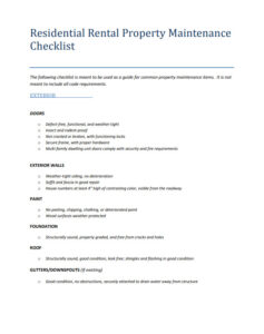 Rental Property Maintenance Checklist Template