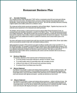 Restaurant Business Plan Template