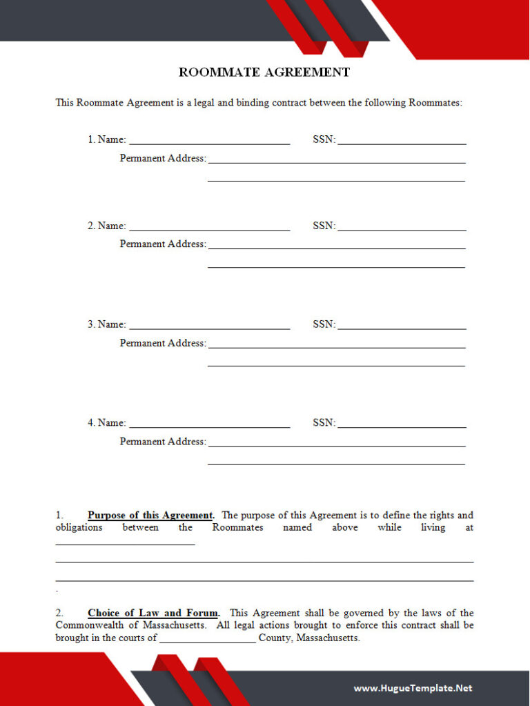 Free Roommate Agreement Template (Word)