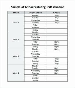 Rotating Shift Schedule Template (Excel)
