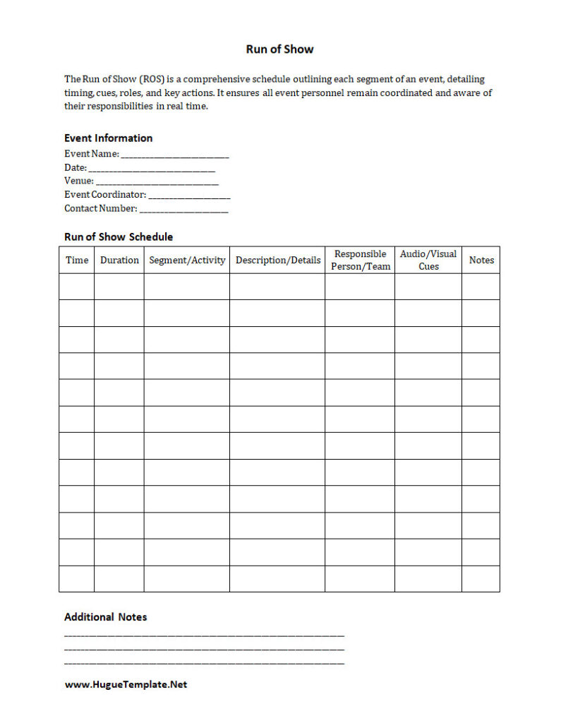 Free Run of Show Template (Word)