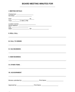 Free Printable Board Meeting Minutes Template