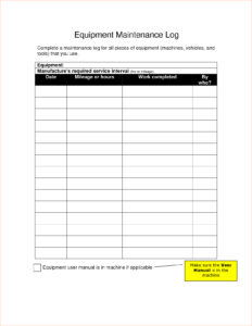 Farm Equipment Maintenance Log Template