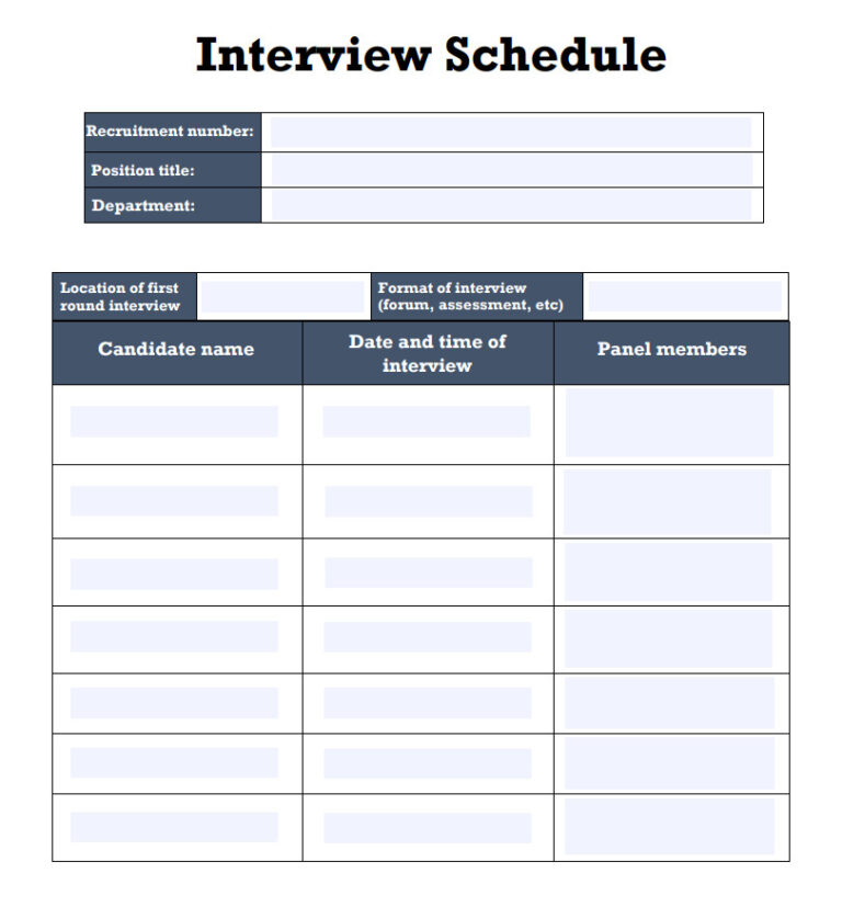 Free Printable Interview Schedule Template