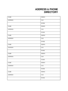 Free Printable Phone Book Template