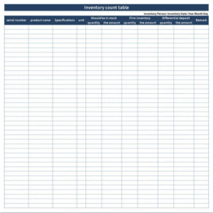 Warehouse Inventory List Template