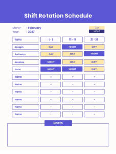 Rotating Shift Schedule Template (Excel)