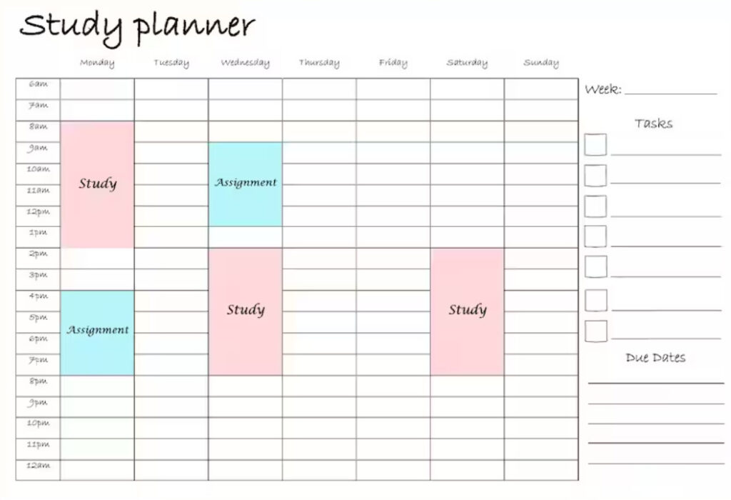 Free Printable Study Schedule Template