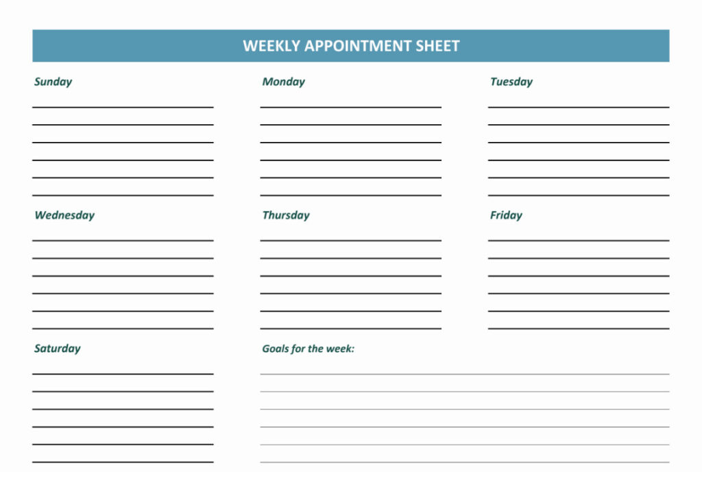 Weekly Appointment Sheet Template