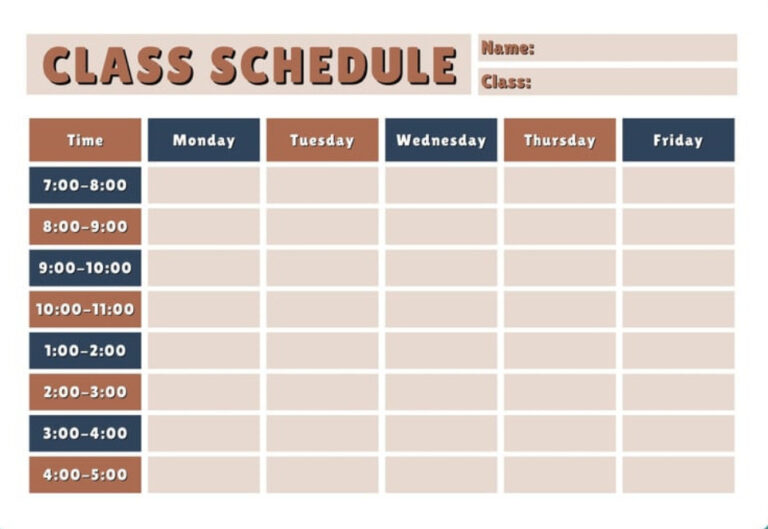 Free Printable School Schedule Template