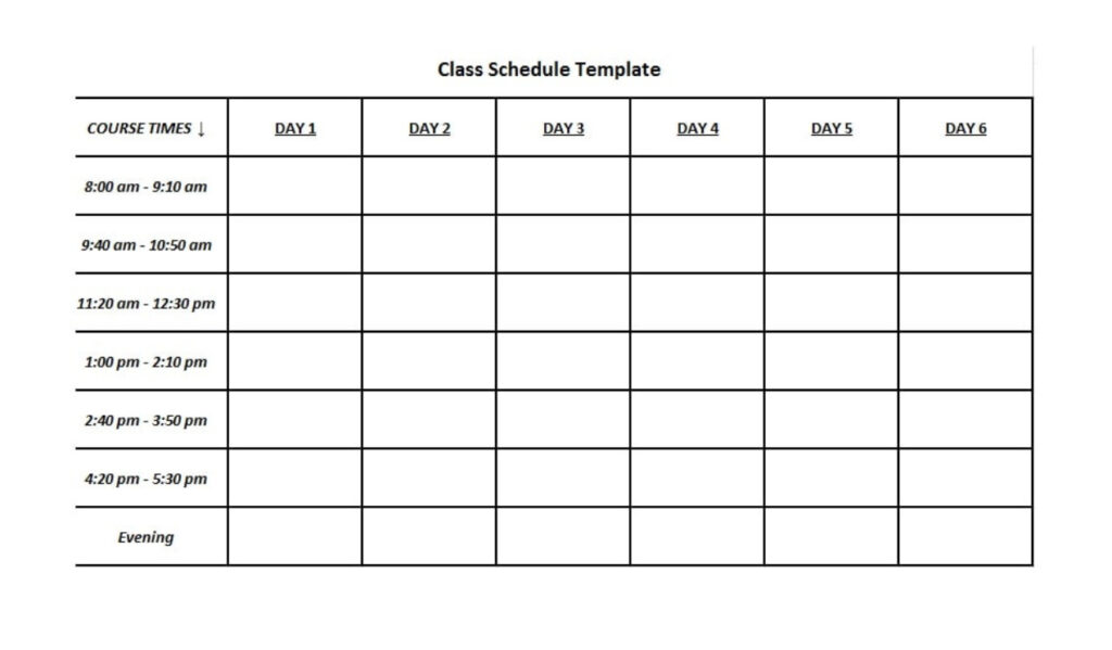 Free Printable School Schedule Template
