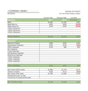 Simple Income Statement Template (Excel)