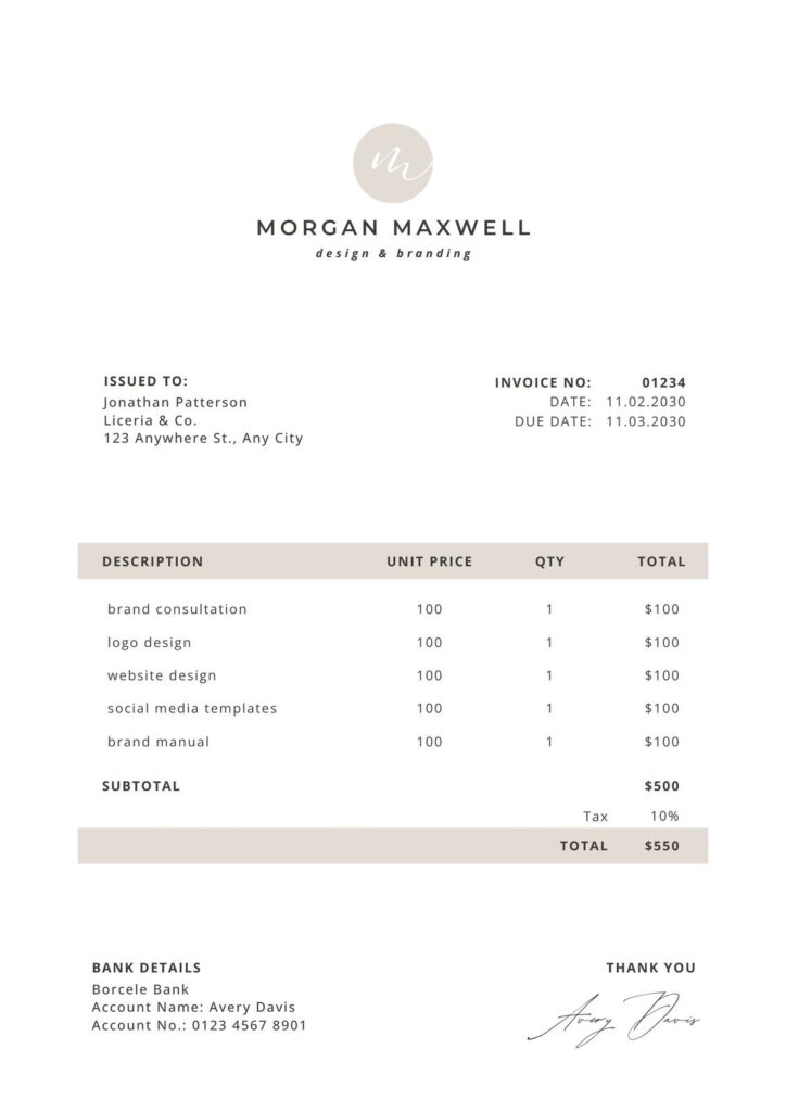 Free Printable Simple Invoice Template