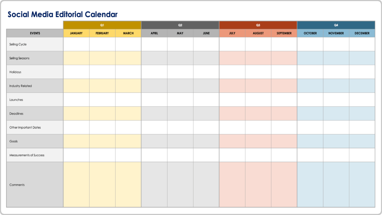 Social Media Post Schedule Template