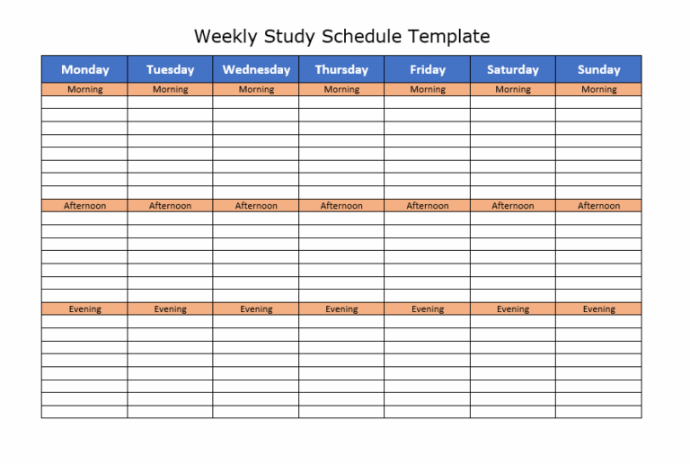Free Printable Study Schedule Template