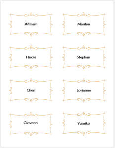 Table Name Cards Template (Word)