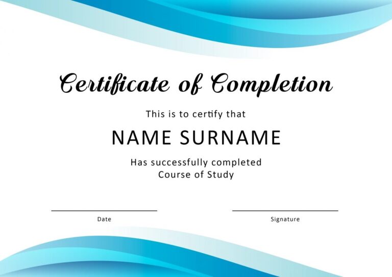 Training Completion Certificate Template