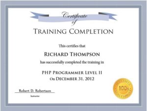 Training Completion Certificate Template