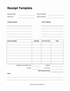 Printable Training Receipt Template