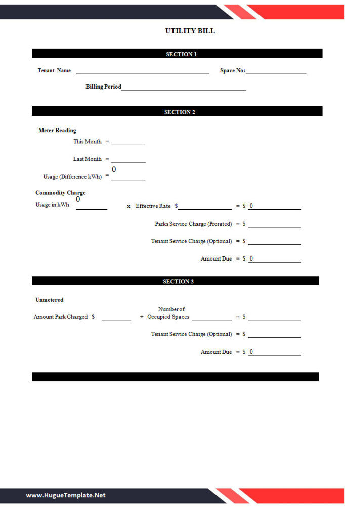 Free Customizable Utility Bill Template