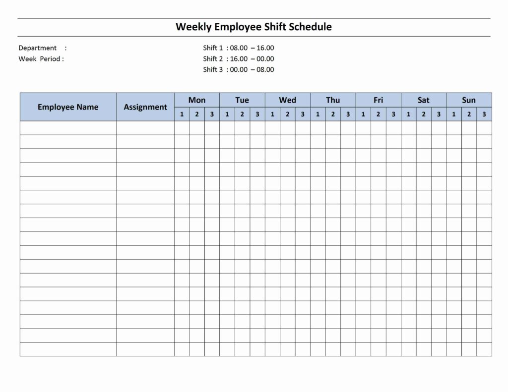 Weekly 8-Hour Shift Schedule Template