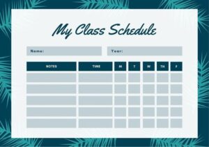 Printable Weekly Class Schedule Template