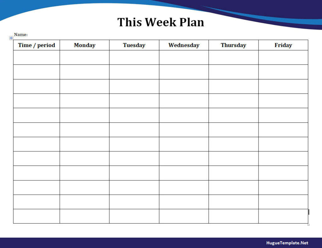 Free Printable Weekly Planner Template